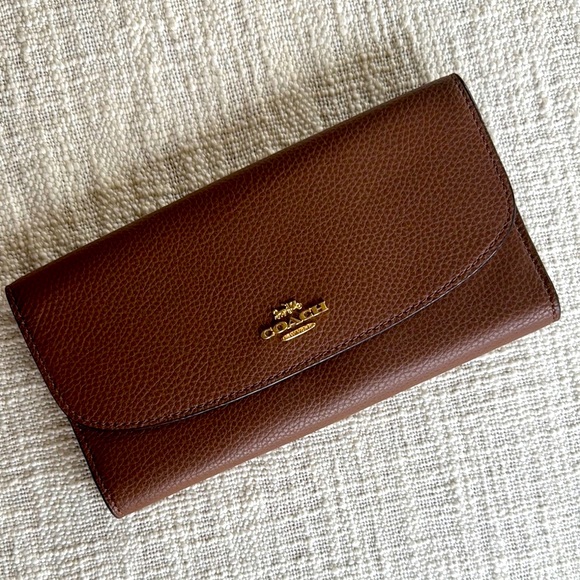 Coach | Bags | Coach Pebbled Leather Checkbook Wallet | Poshmark